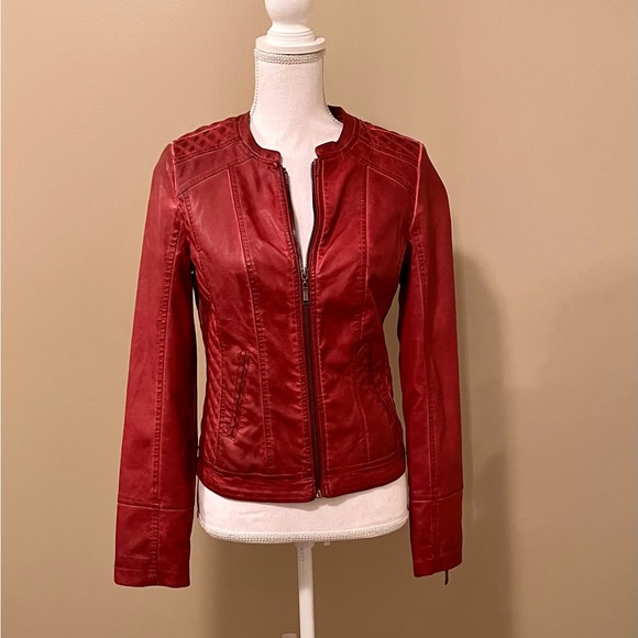 Jou Jou | Jackets & Coats | Jou Jou Red Quilted Faux Leather Jacket ...